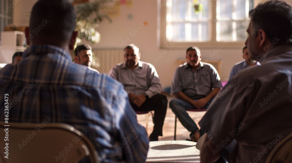 Men Group Therapy Community Center Discuss Mental Health Support ...