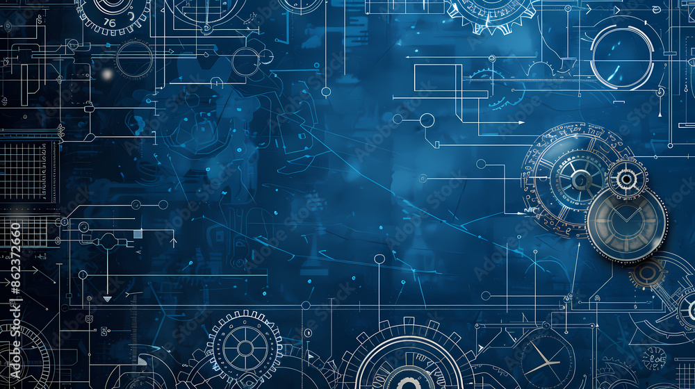 Intricate blueprint design with interconnected gears and lines on a ...