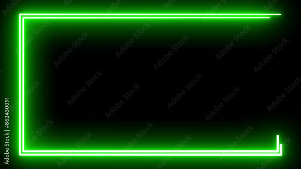 Square rectangle neon green color animation icon photo frame animated ...