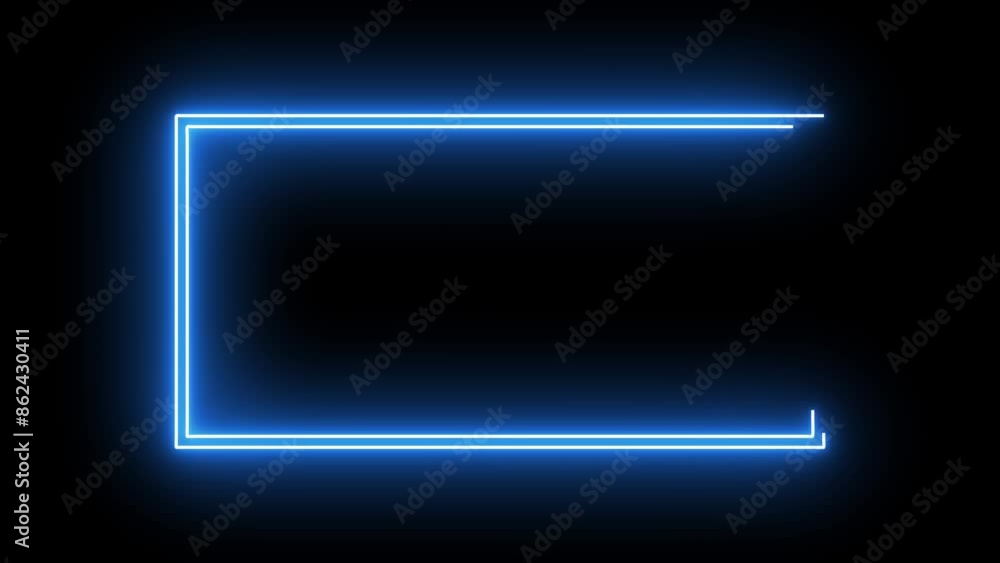 Square rectangle neon blue color animation icon photo frame animated ...