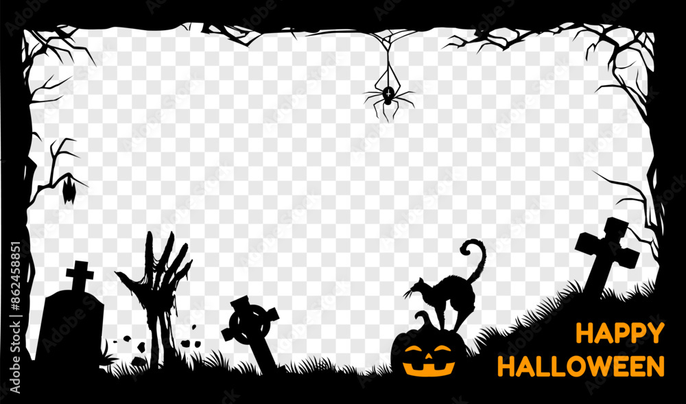 Halloween holiday black frame for social media post, vector template ...