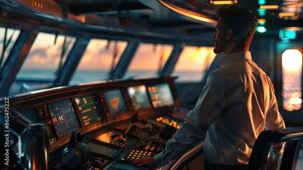 Captain in control of the cruise, Navigation officer on watch during ...