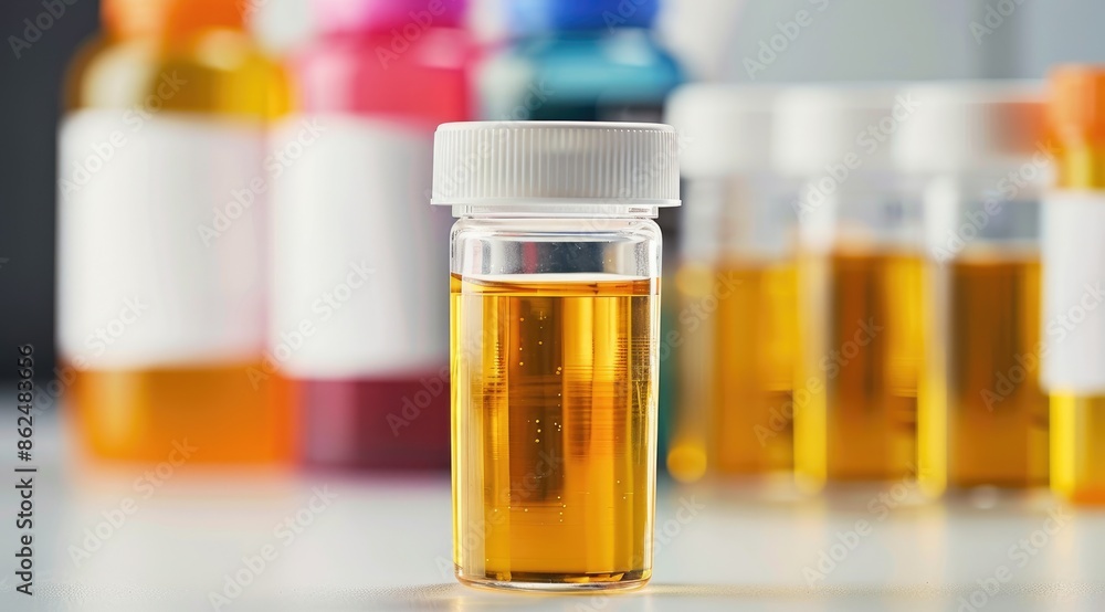 Urine sample container in laboratory. Urine sample for Fentanyl drug ...