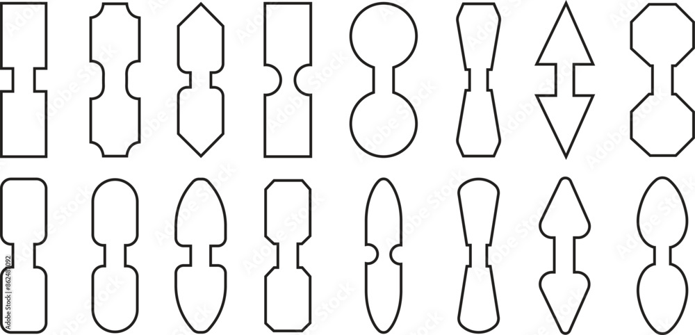 Strap connectors tab icons Set in black line styles with editable stock ...