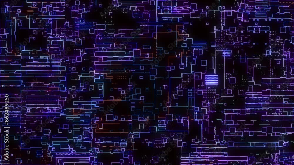 Printed circuit board. Advanced technology concept visualization: PCB processor microchip ...