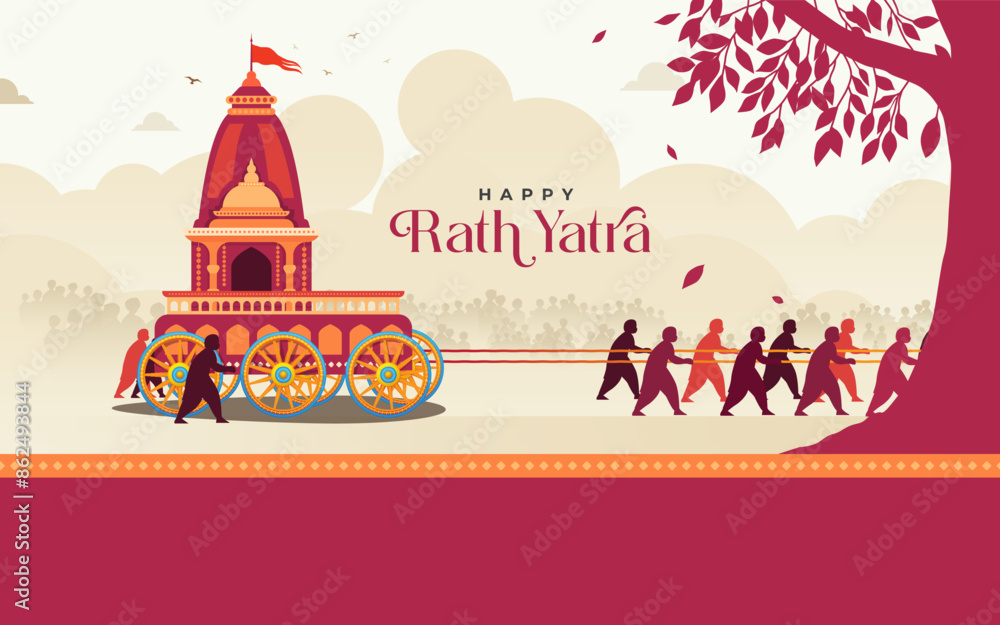 Happy Rath Yatra Festival Background Design Template, Indian Religious ...