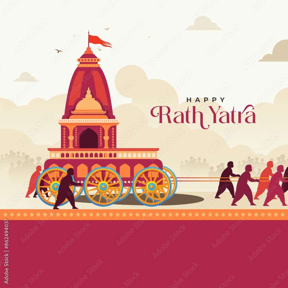 Happy Rath Yatra Festival Background Design Template, Indian Religious ...