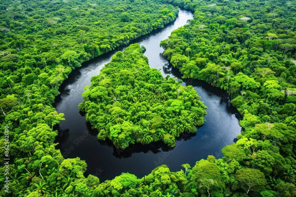 The Amazon Rainforest in full bloom, showcasing its dense canopy and ...