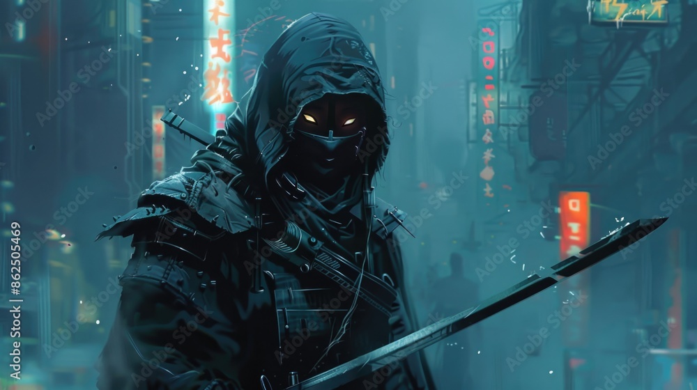 Ninja, futuristic character concept art, future warrior illustration ...