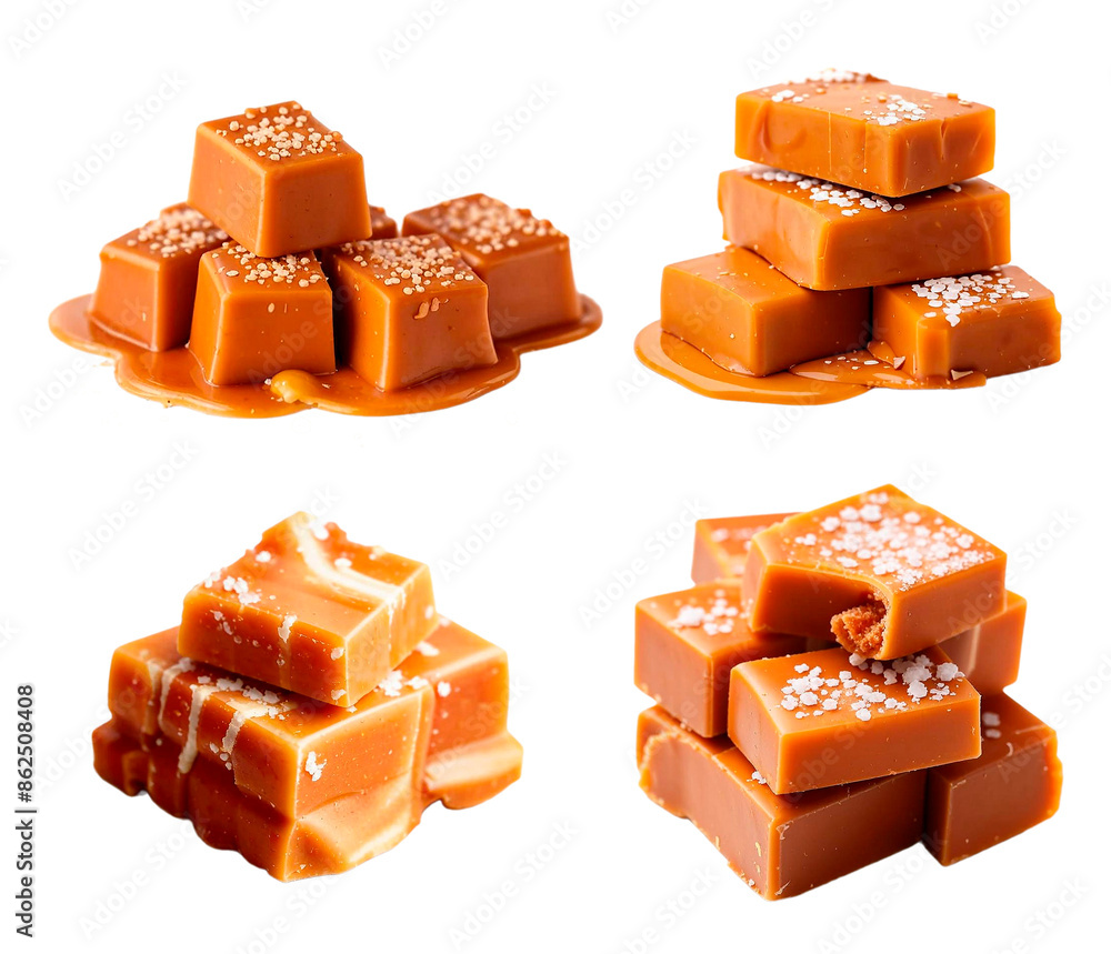 Salt caramel. Candy stacks collection. Isolated design element on the ...