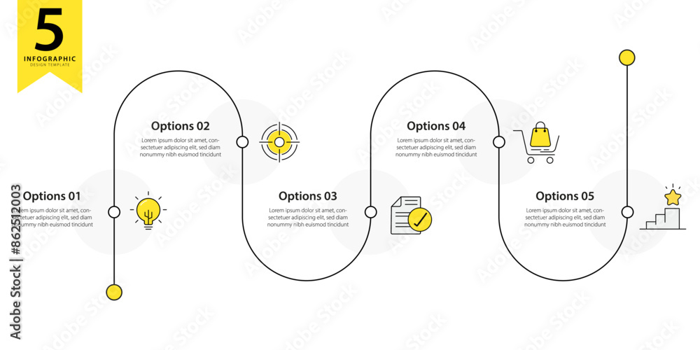 Timeline Creator infographic template. 5 Step timeline journey ...