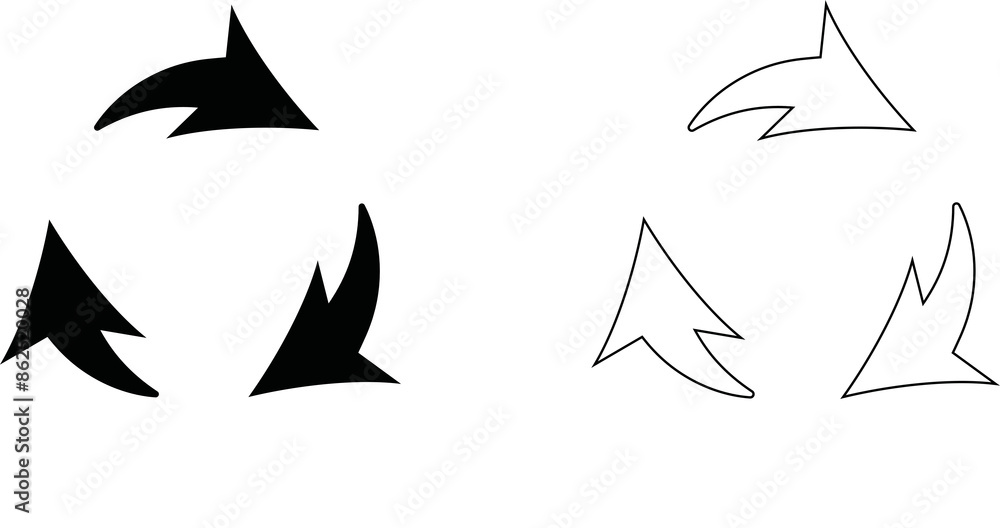 A Set of Recycle Symbol, Round Recycle Symbol Outline and Recycle ...