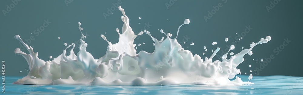 splattered milk splash, pouring white liquid flow for low, full ...