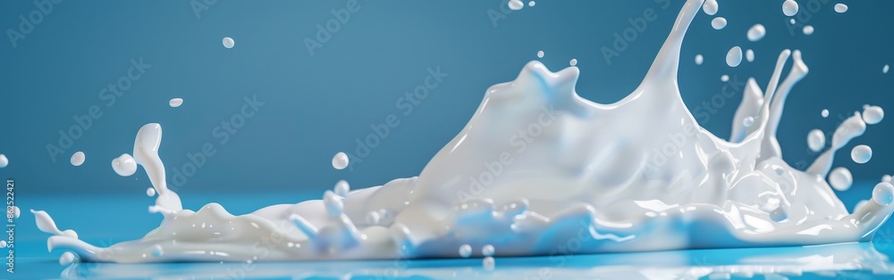 splattered milk splash, pouring white liquid flow for low, full ...