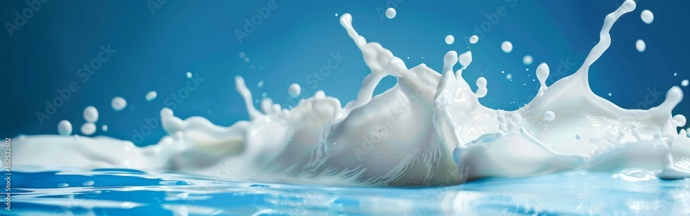 splattered milk splash, pouring white liquid flow for low, full ...