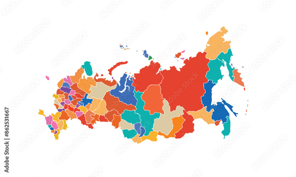 Map of russian federation isolated modern colorful style. for website ...