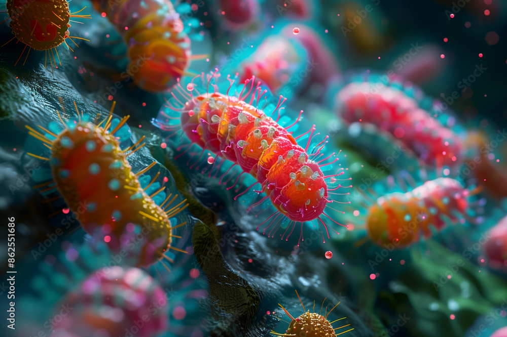 A high-resolution image of multiple bacterial types inside a human body ...