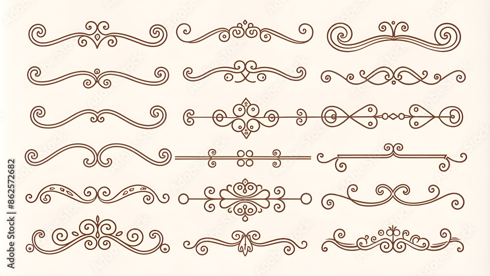 Line dividers. Decorative swirl text separators, vintage divider ...