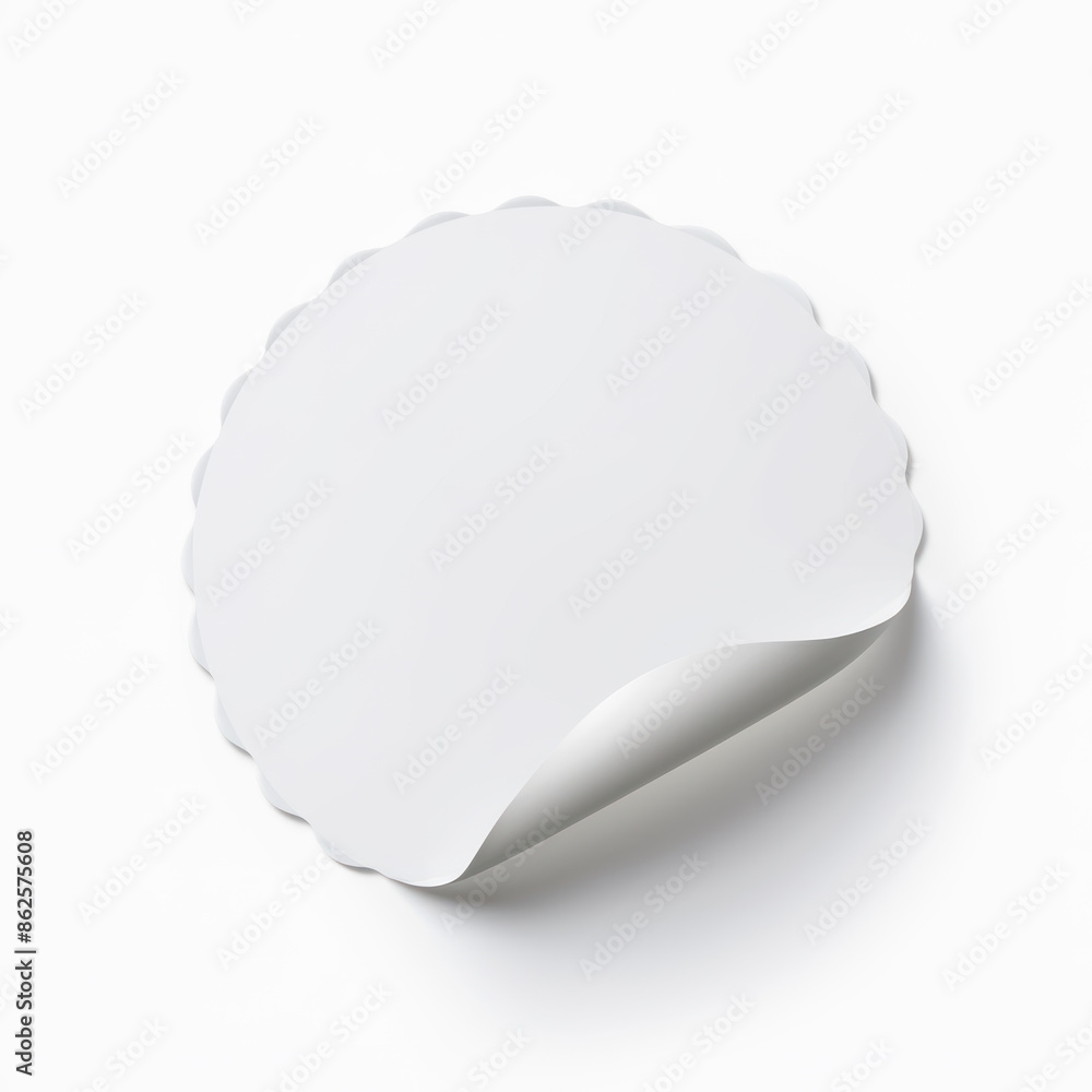 White Circular Sticker with Curved Corner – Clean and Modern Mockup for ...