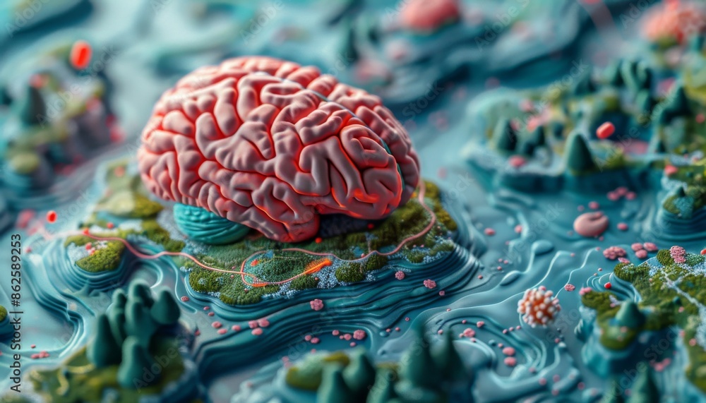 gut brain axis, with pathways connecting the gut microbiome to the ...