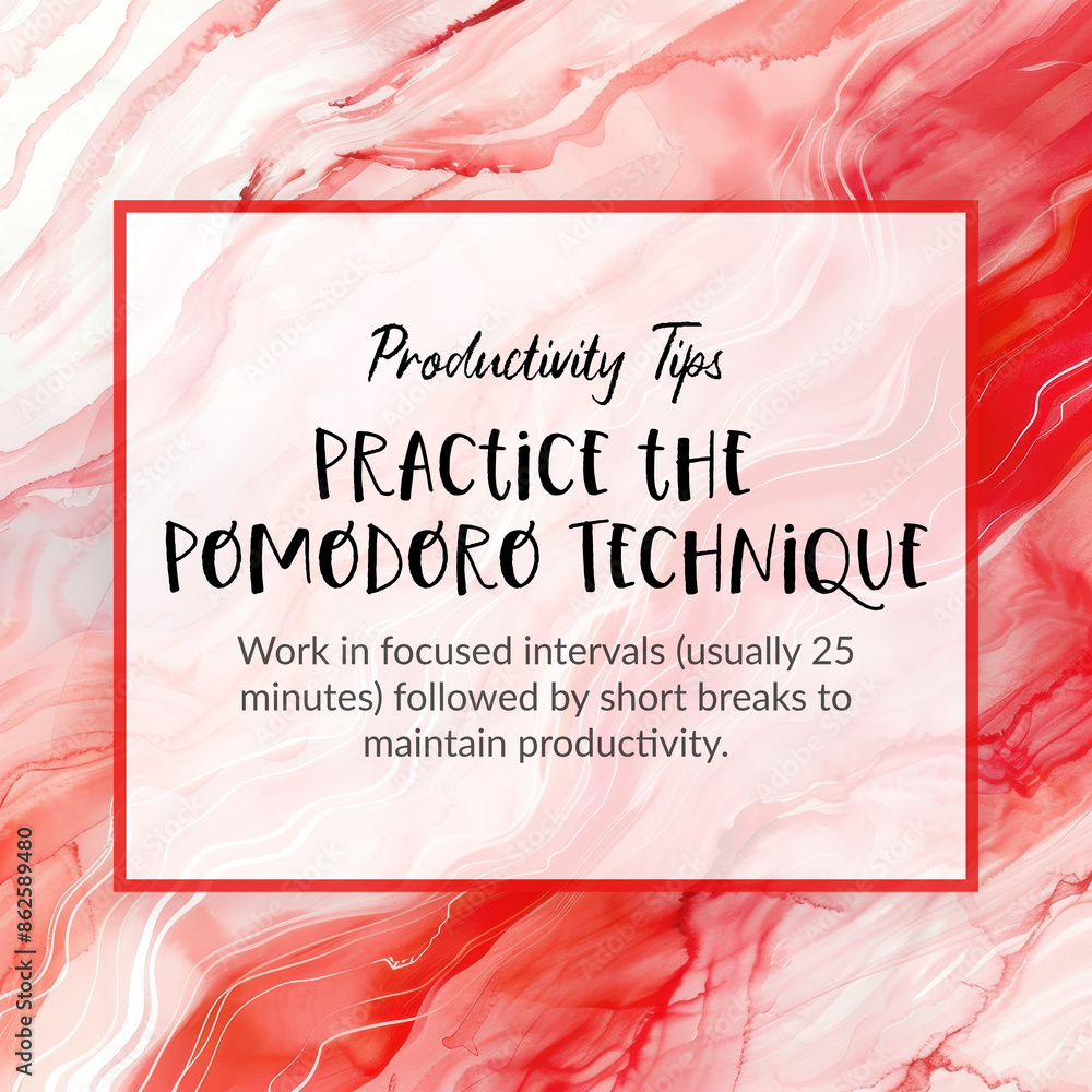 Productivity Tips Card: Practice the Pomodoro Technique - Enhance Focus and Efficiency with 25 ...