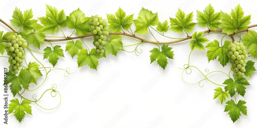 Fresh grapevine border with leaves and tendrils, isolated, grapevine, fresh, border, isolated ...