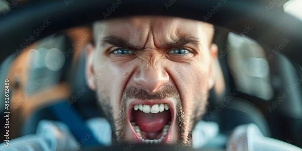 Driver's Road Rage in Traffic Urban Commuting Challenges. Concept ...
