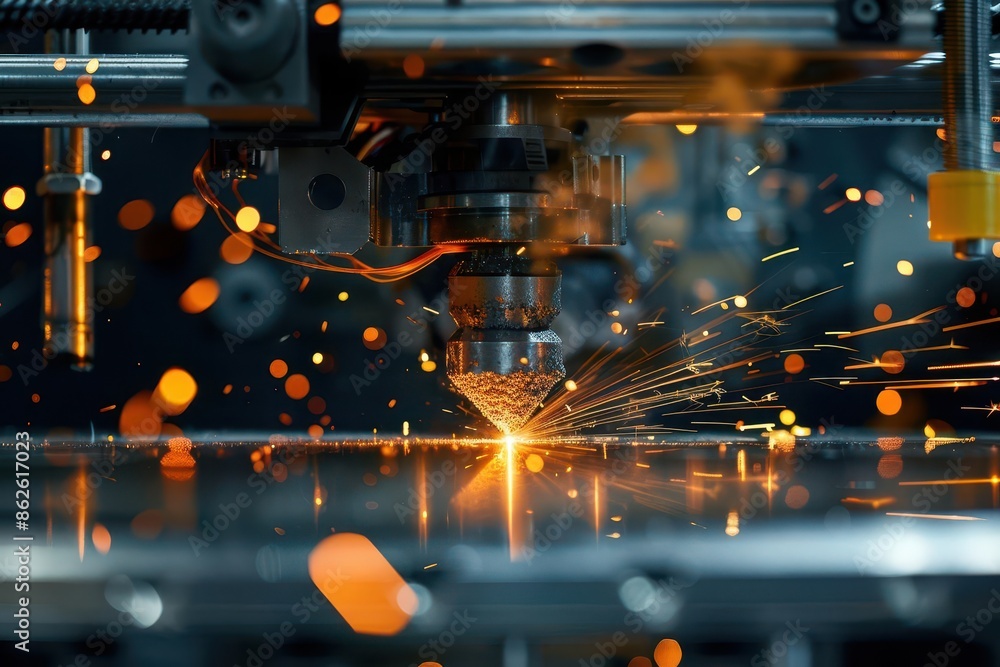 dynamic 3d printing scene laser beam melting metal powder dramatic ...