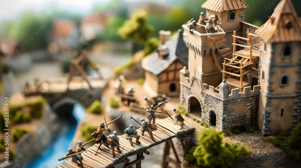 Fortified Medieval Castle on Mountain with Purlin Scaffolding During ...