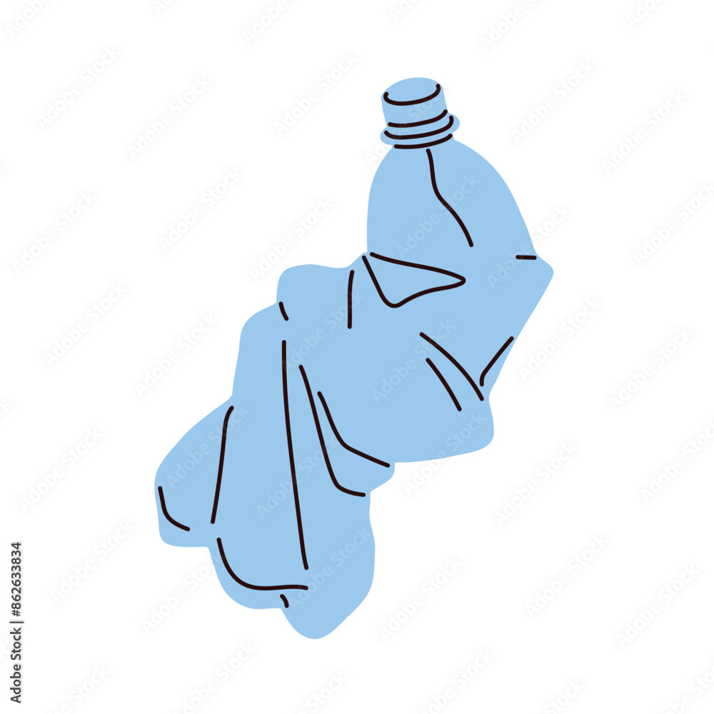 Crumpled and crushed empty plastic bottle. Waste, used and compressed ...