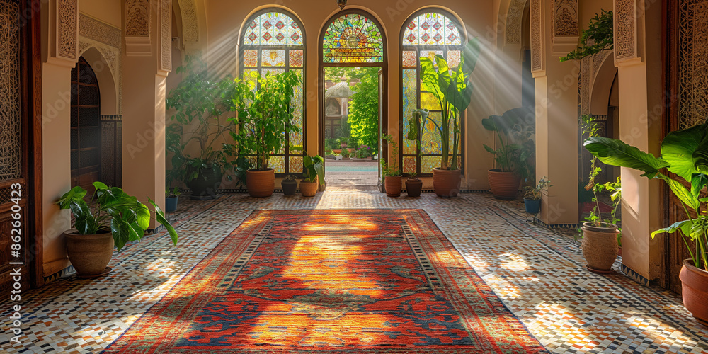 Moroccan Riad House with Sun Rays: Traditional Interior Design in Fes ...
