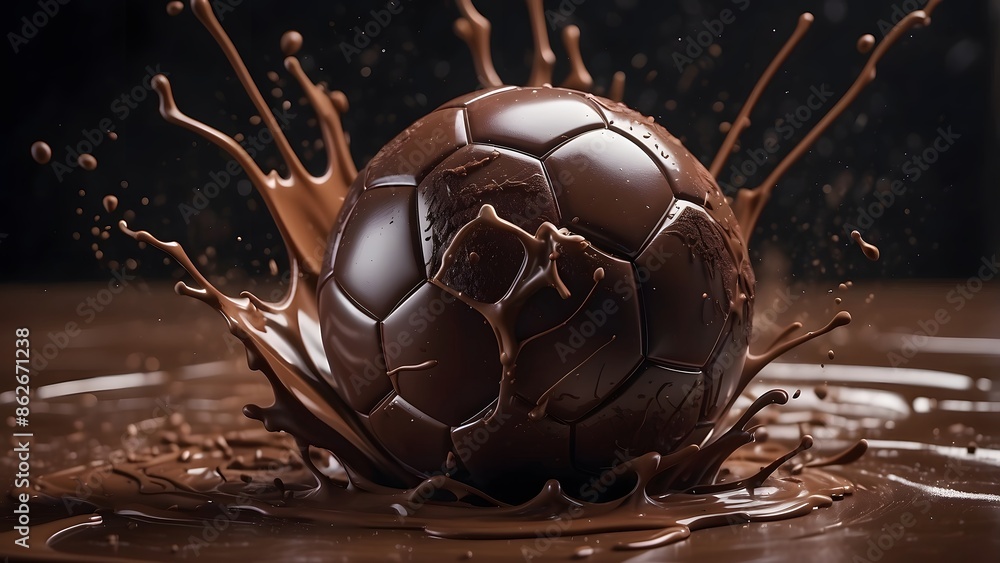 World chocolate day, chocolate soccer ball background for banners ...