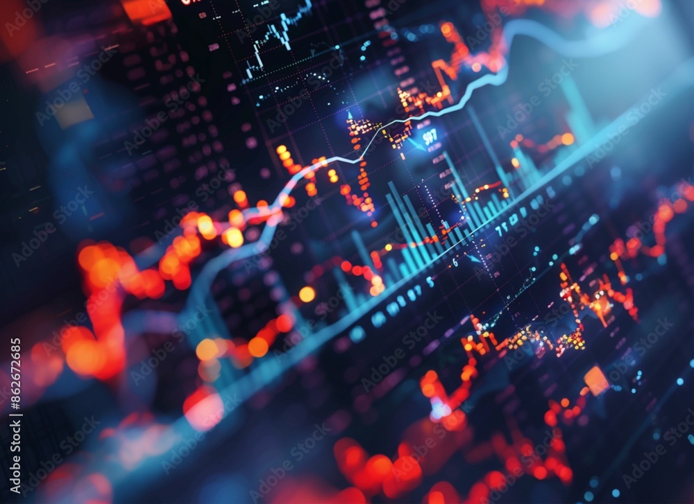 Graph showing stock movement ,The graph shows the upward and downward ...