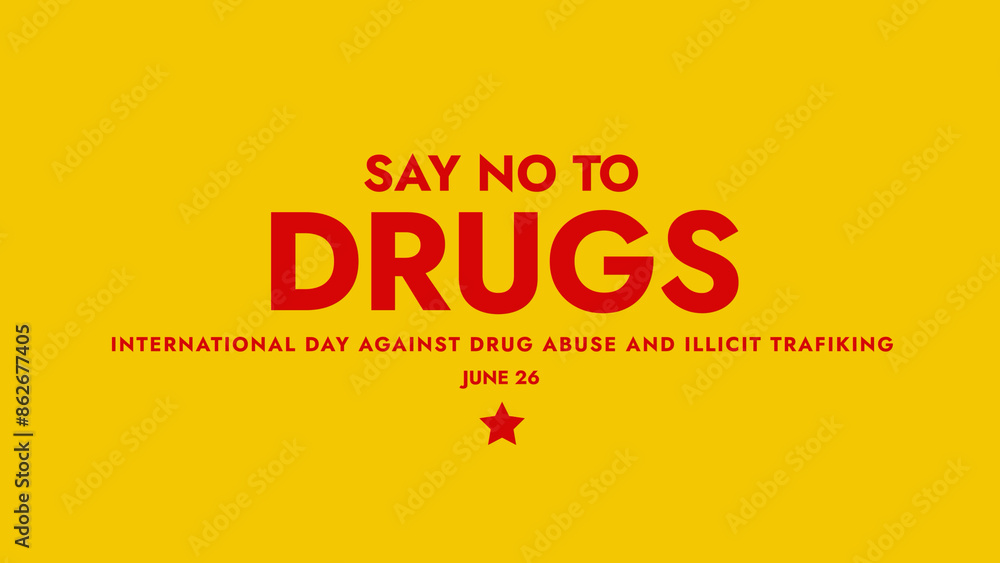 Say No To Drugs red text typography on yellow background banner ...