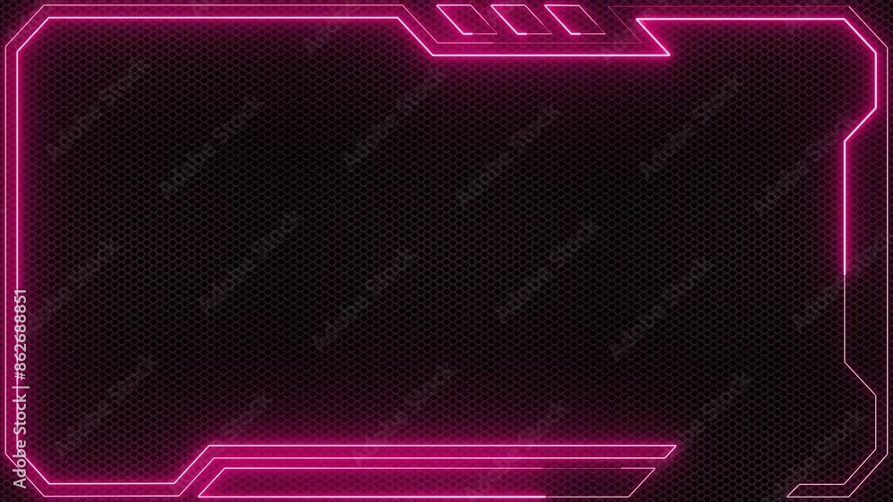 HUD element technology frame background with a border of pink neon ...