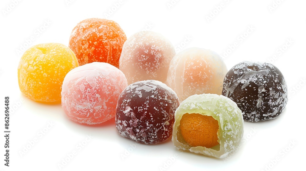 Mochi, soft rice cakes with sweet filling, assorted flavors ...