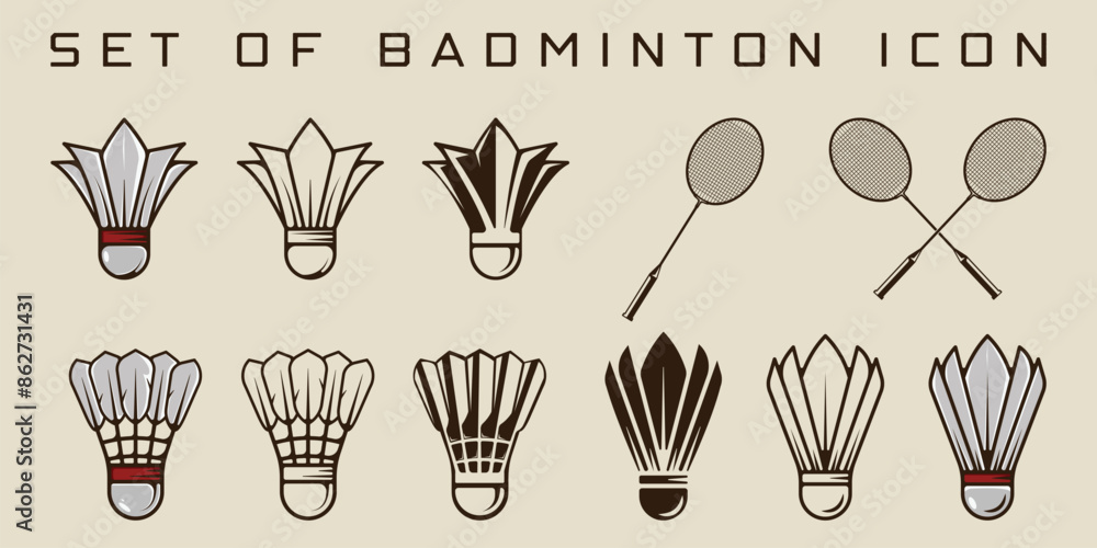 set of icon badminton vector illustration template graphic design ...