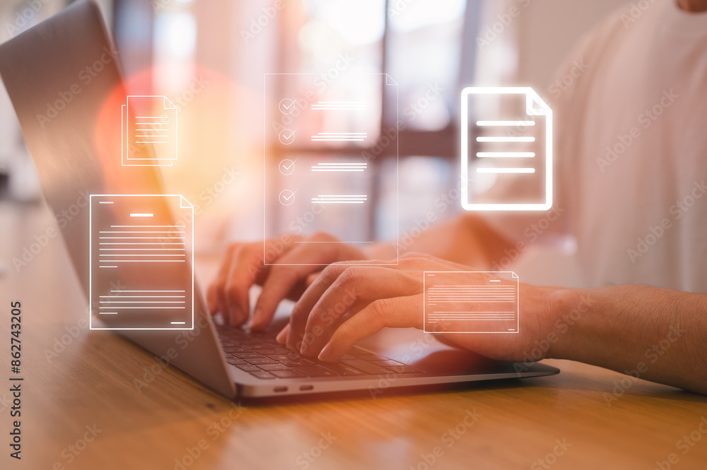 Data Processing Document data system Report HR technology Concept ...