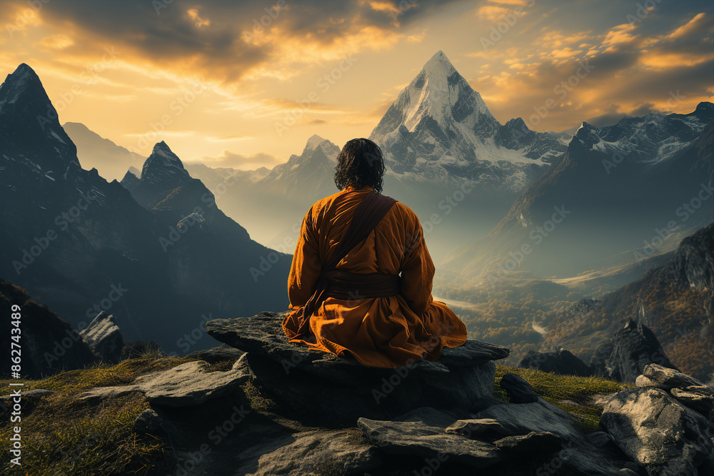 Created with generative AI image rear view of person finding inner ...