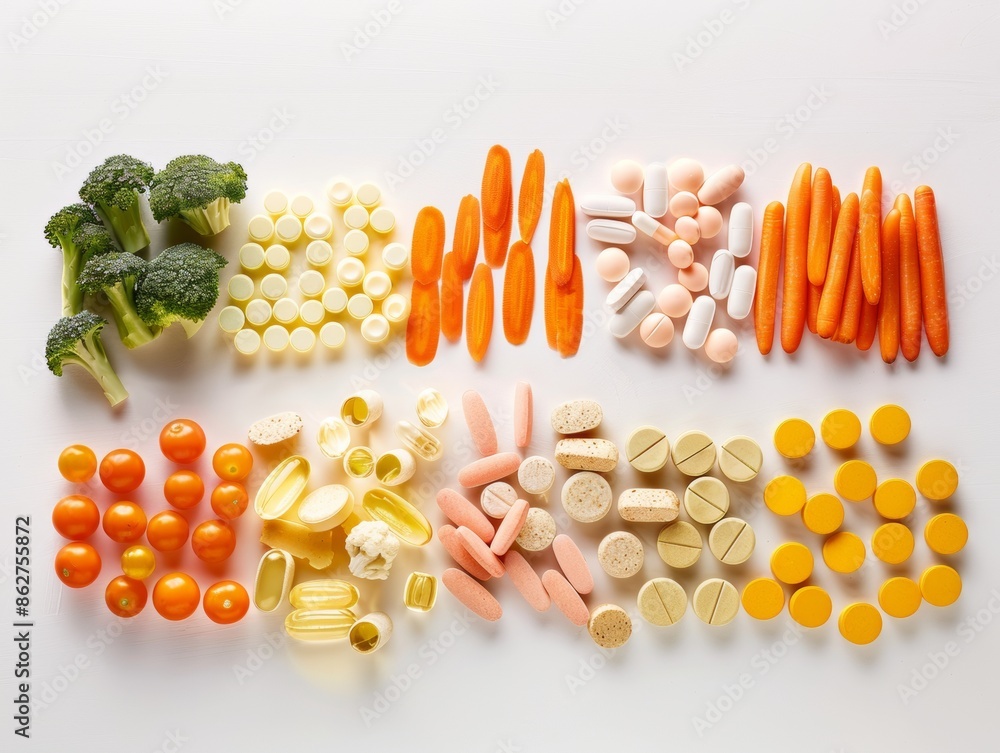 Nutritional Guidance Display with Vitamins Chart Educative Arrangement ...