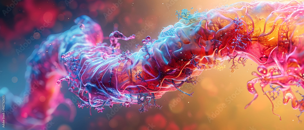 3d model of stomach where muscular layer depicted textured deep red ...