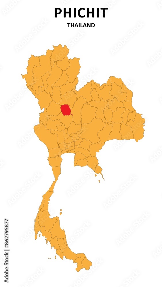 Phichit Map is highlighted on the Thailand map with detailed State and ...