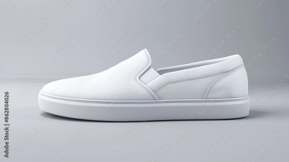 Blank white slip-on shoe design mockup, side view, 3d render, clipping ...