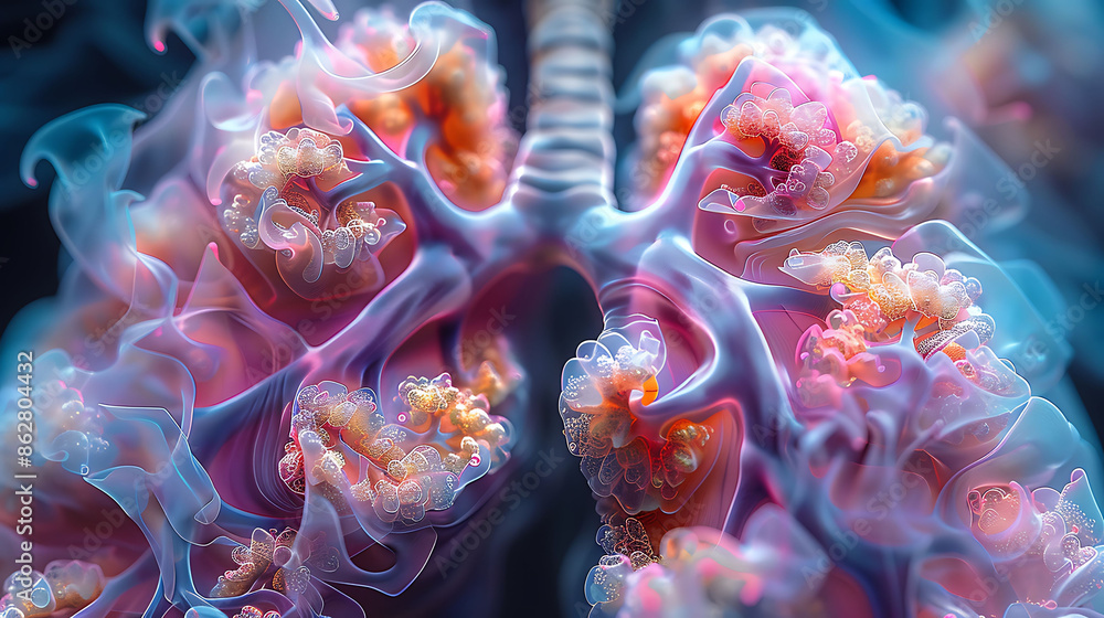 Breathe life into lung Visualize bronchiole branching like delicate ...