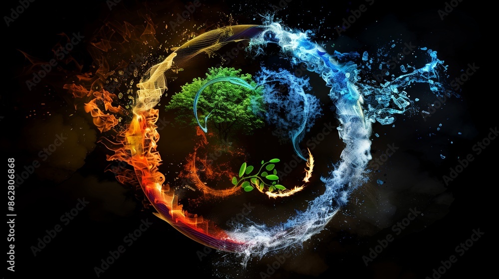 Foto de The four elements of nature in a breathtaking creative design ...