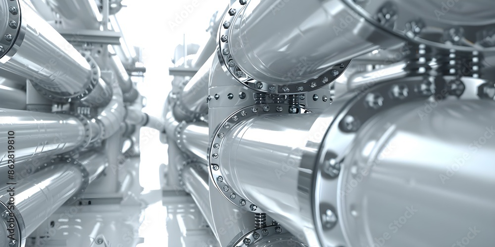 3D rendering of pipelines in an LNG facility for visualization purposes. Concept LNG Facility ...