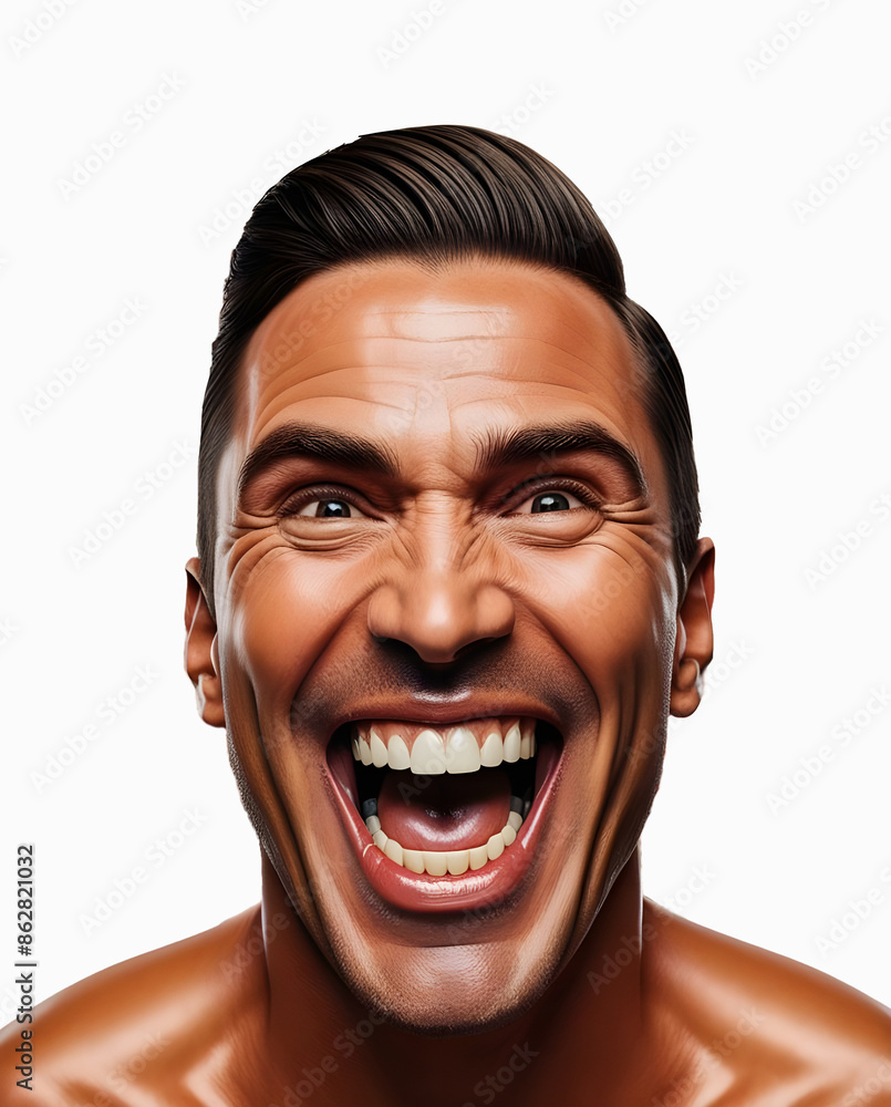 Portrait of Shirtless Muscular Handsome Man with Blue Eyes and ...