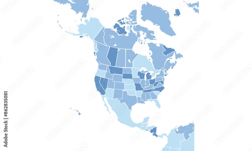Map of North america isolated modern colorful style. for website ...