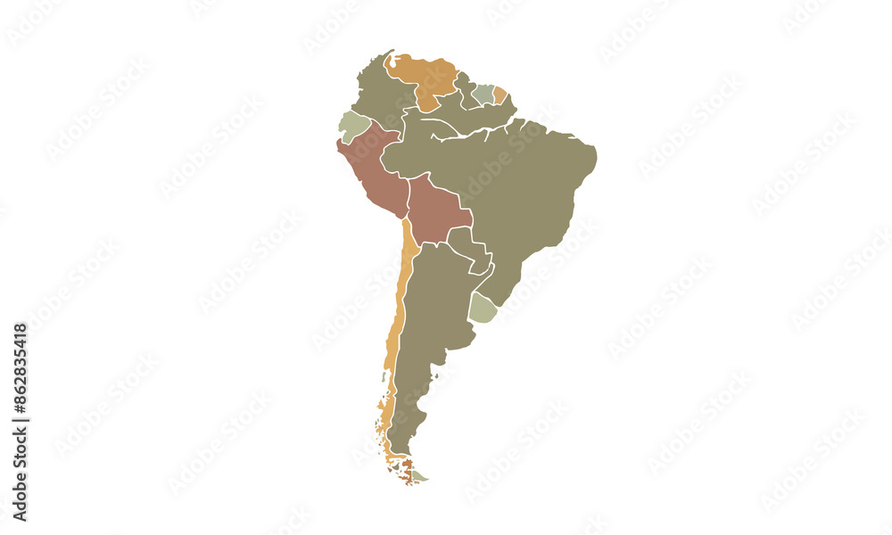 Map of south america isolated modern colorful style. for website ...