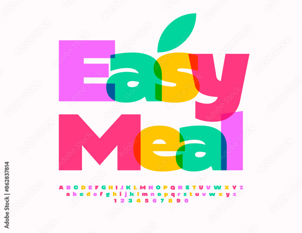 Vector advertising banner Easy Meal. Bright Colorful Font. Artistic ...